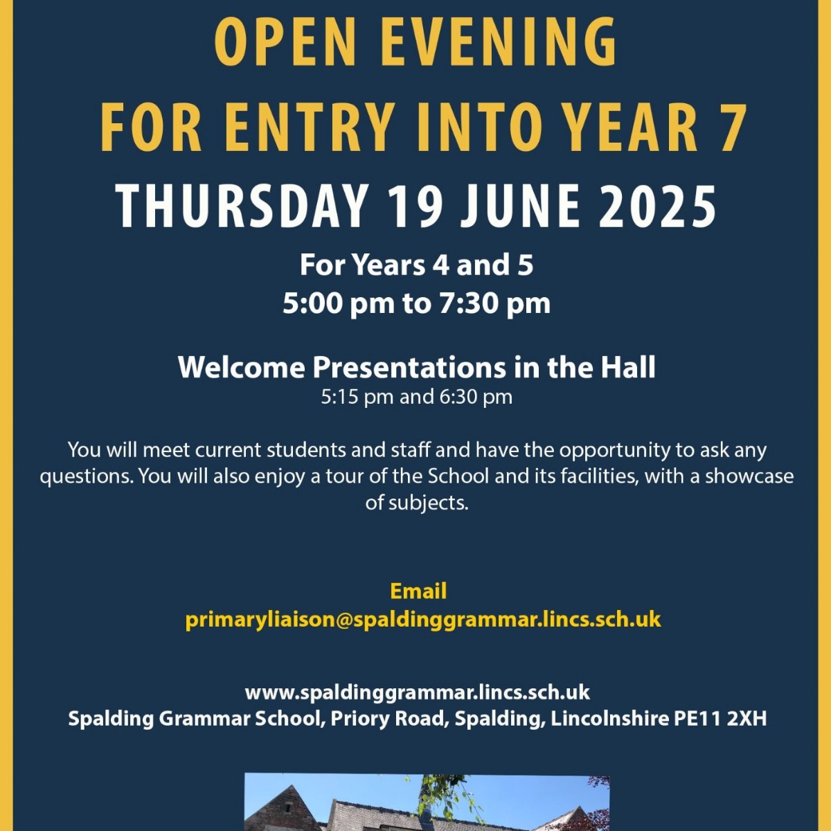 Spalding Grammar School - Thursday 19 June Open Evening